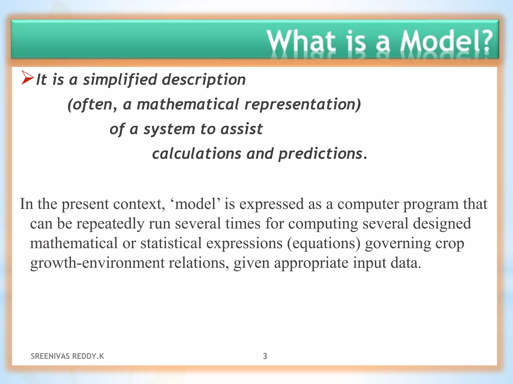 Crop Modeling - Types of crop growth models in agriculture | PPTX