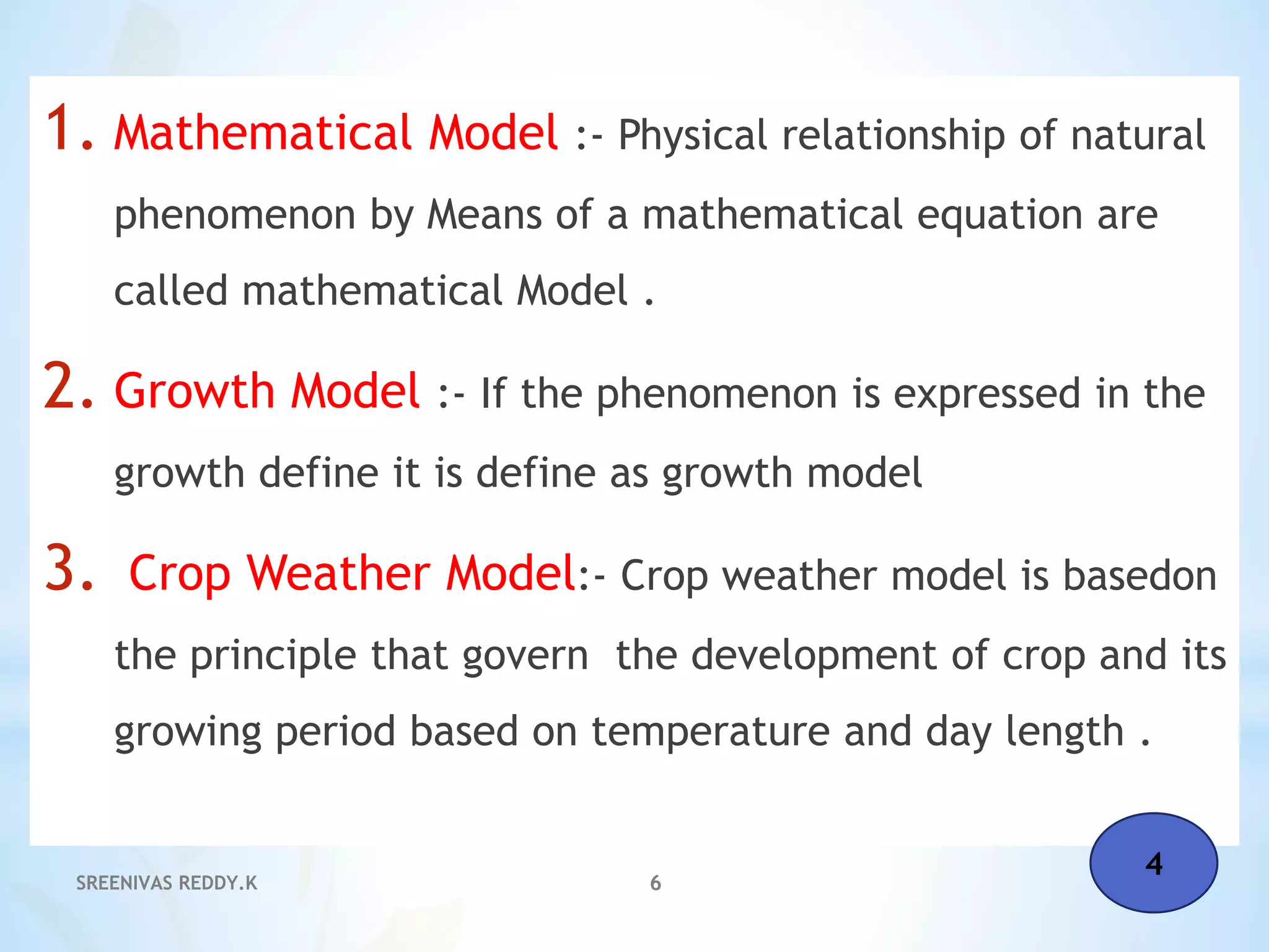 Crop Modeling - Types of crop growth models in agriculture | PPTX