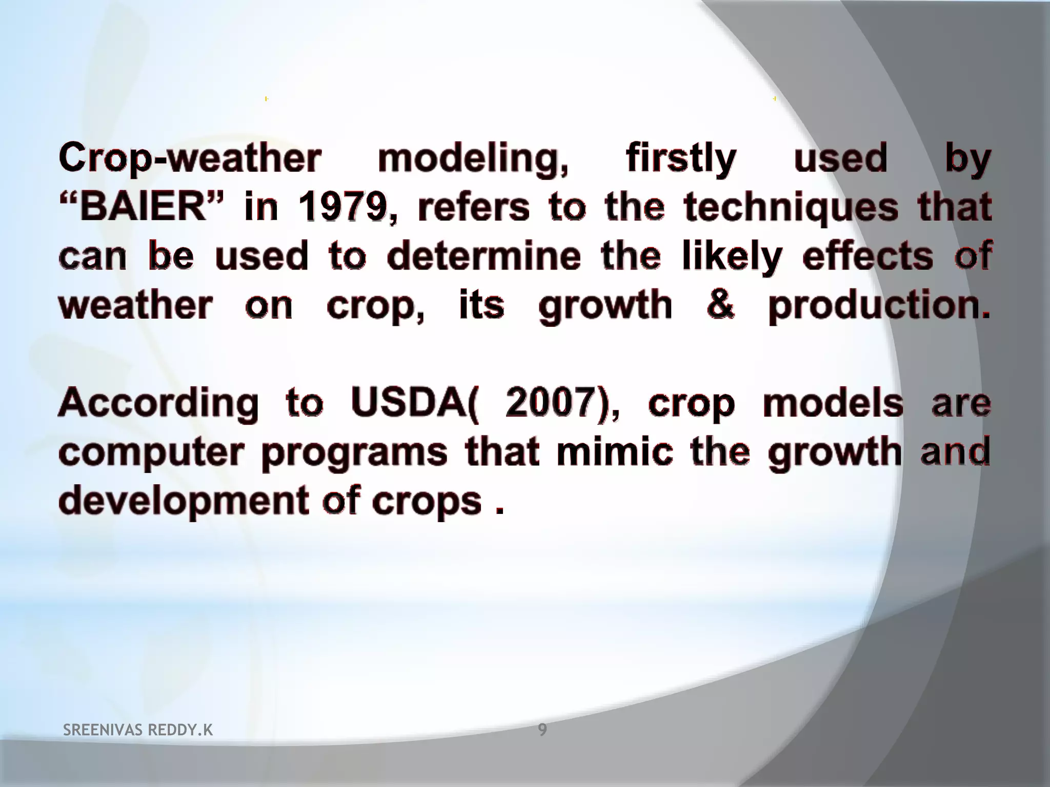 Crop Modeling - Types of crop growth models in agriculture | PPTX