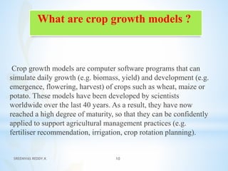 Crop Modeling - Types of crop growth models in agriculture | PPTX