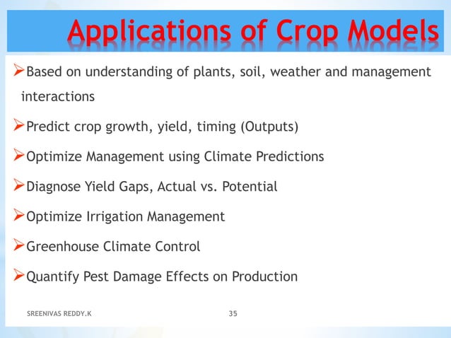 Crop Modeling - Types of crop growth models in agriculture | PPTX ...