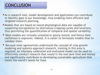 Crop Modeling - Types of crop growth models in agriculture | PPTX