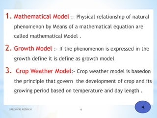 Crop Modeling - Types of crop growth models in agriculture | PPTX