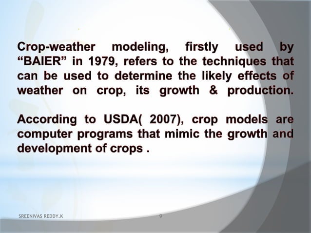 Crop Modeling - Types of crop growth models in agriculture | PPTX ...