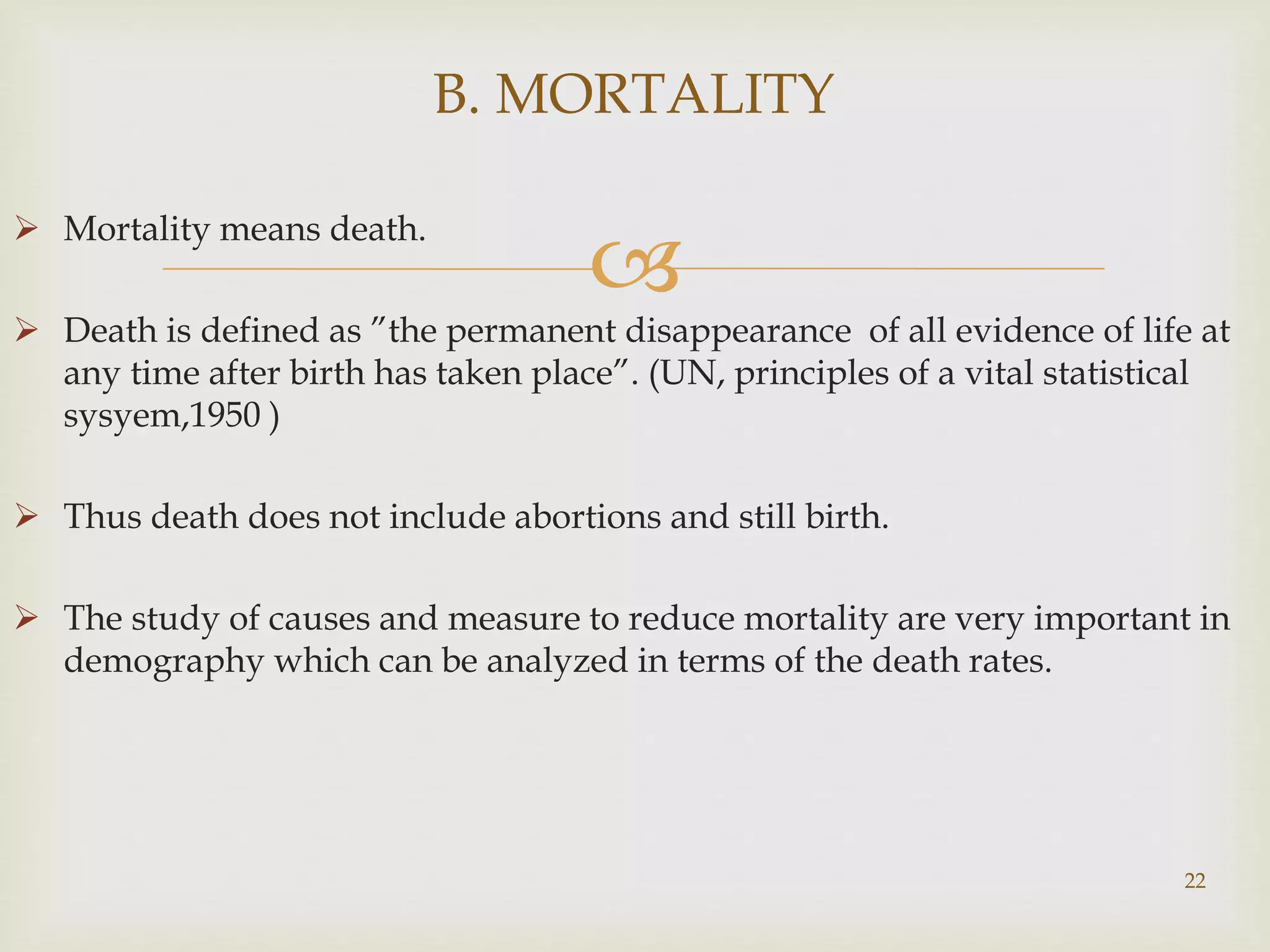 Basic outline of Theoretical perspectives: Fertility, Mortality ...