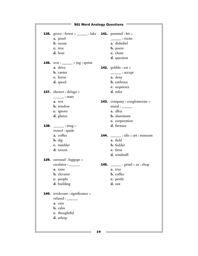 501 word analogy | PDF