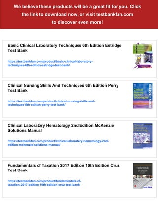 Basic Clinical Laboratory Techniques 6th Edition Estridge Solutions ...