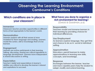 5020 week 2 observ learning environ (cambourne weaver ch 1 2 grr) | PPT