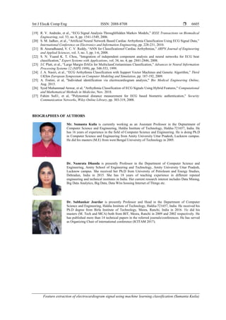 Feature extraction of electrocardiogram signal using machine learning classification | PDF