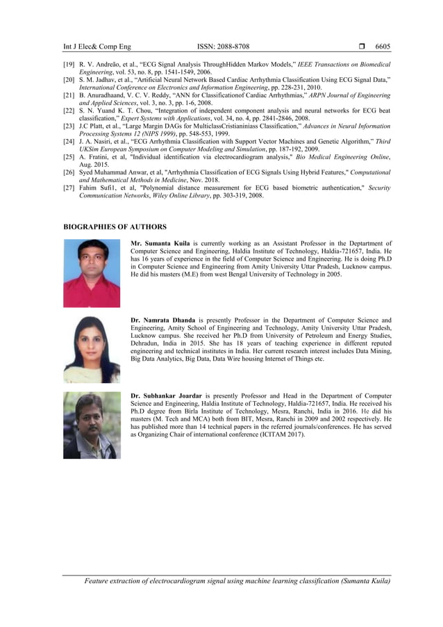 Feature Extraction Of Electrocardiogram Signal Using Machine Learning Classification Pdf
