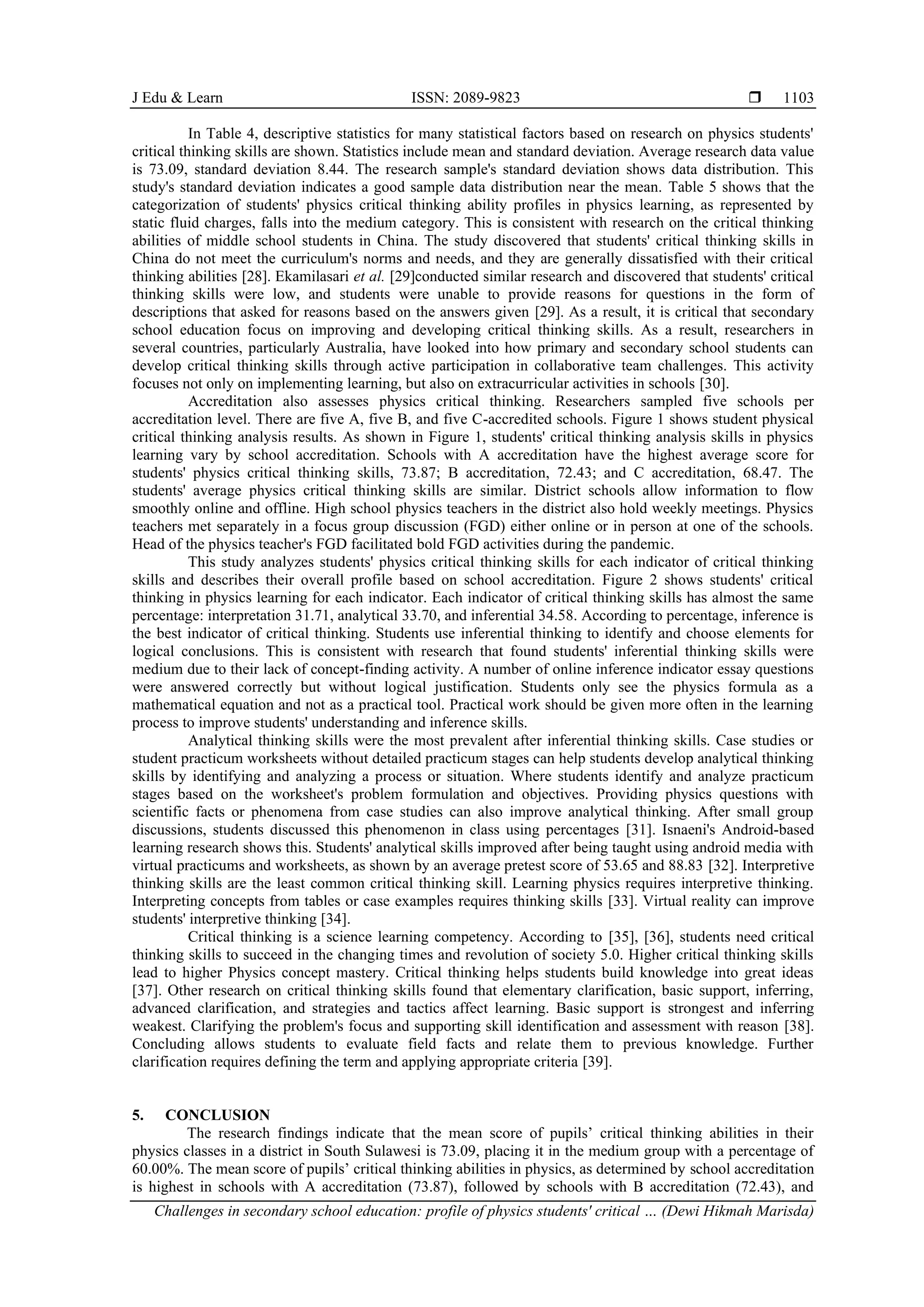Challenges in secondary school education: profile of physics students ...