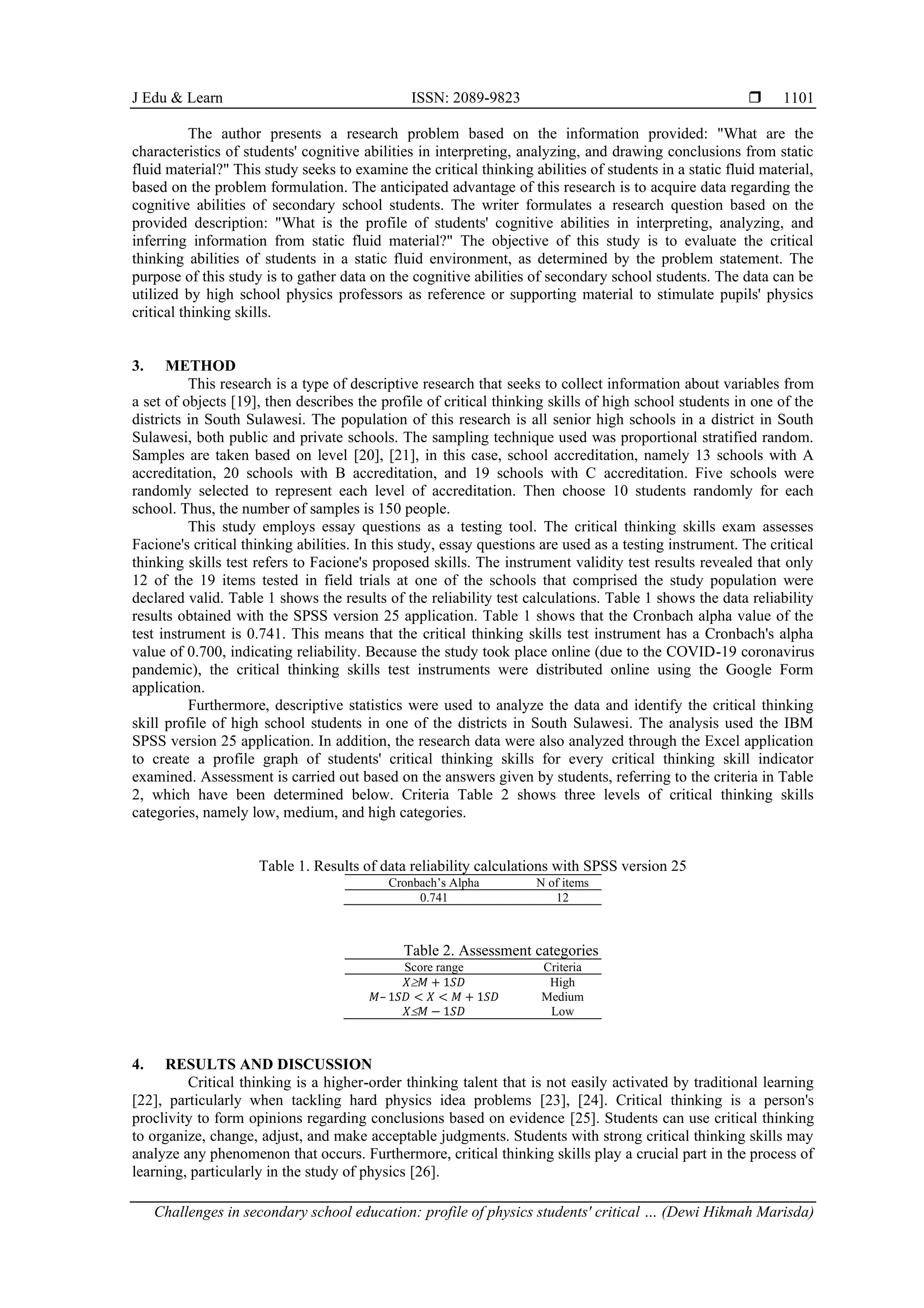 Challenges in secondary school education: profile of physics students ...