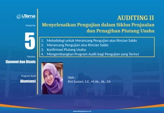 PPT PENGUJIAN DALAM SIKLUS PENJUALAN DAN PENAGIHAN | PPTX