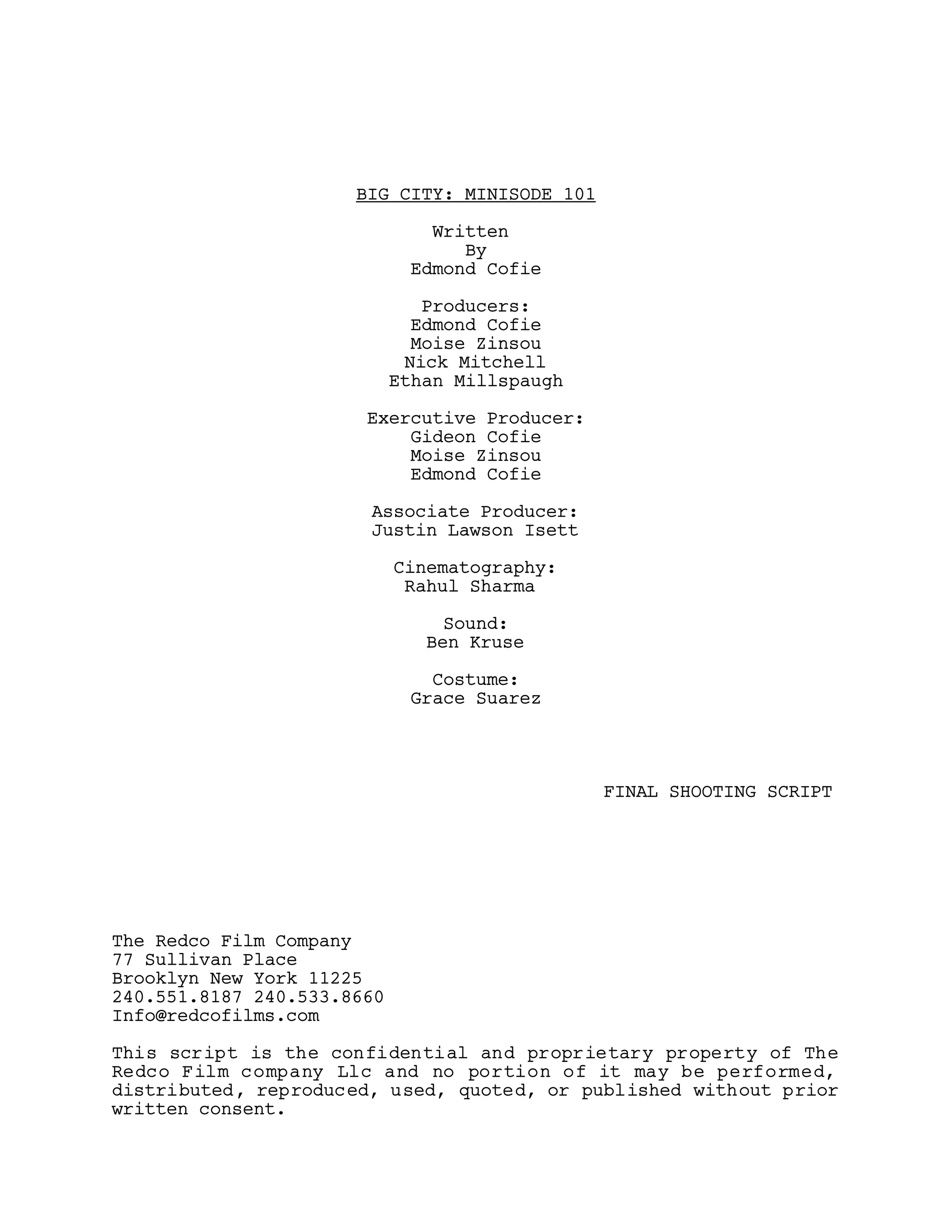 Final shooting script | PDF