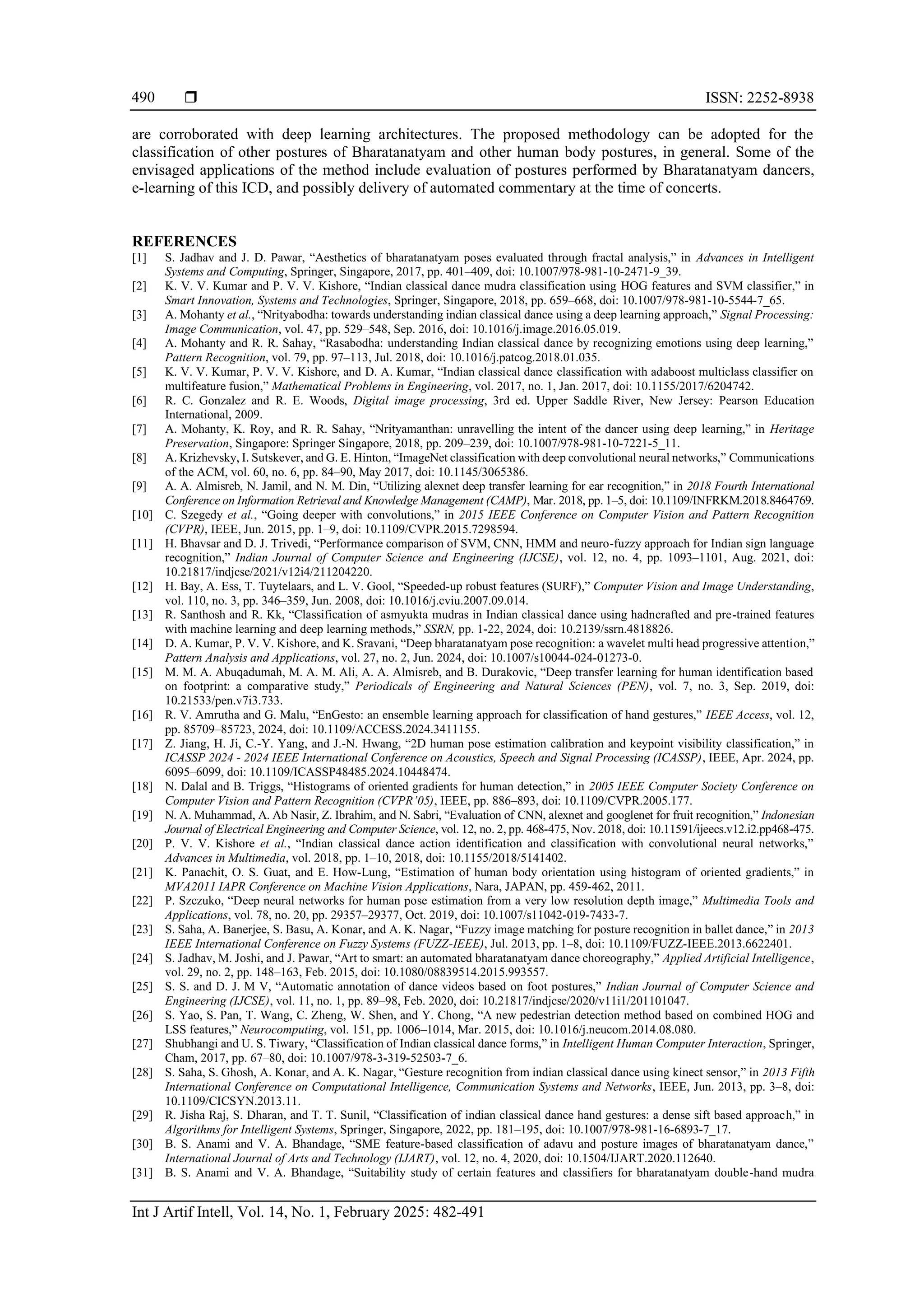 Classification of Bharatanatyam postures using tailored features and artificial neural network | PDF