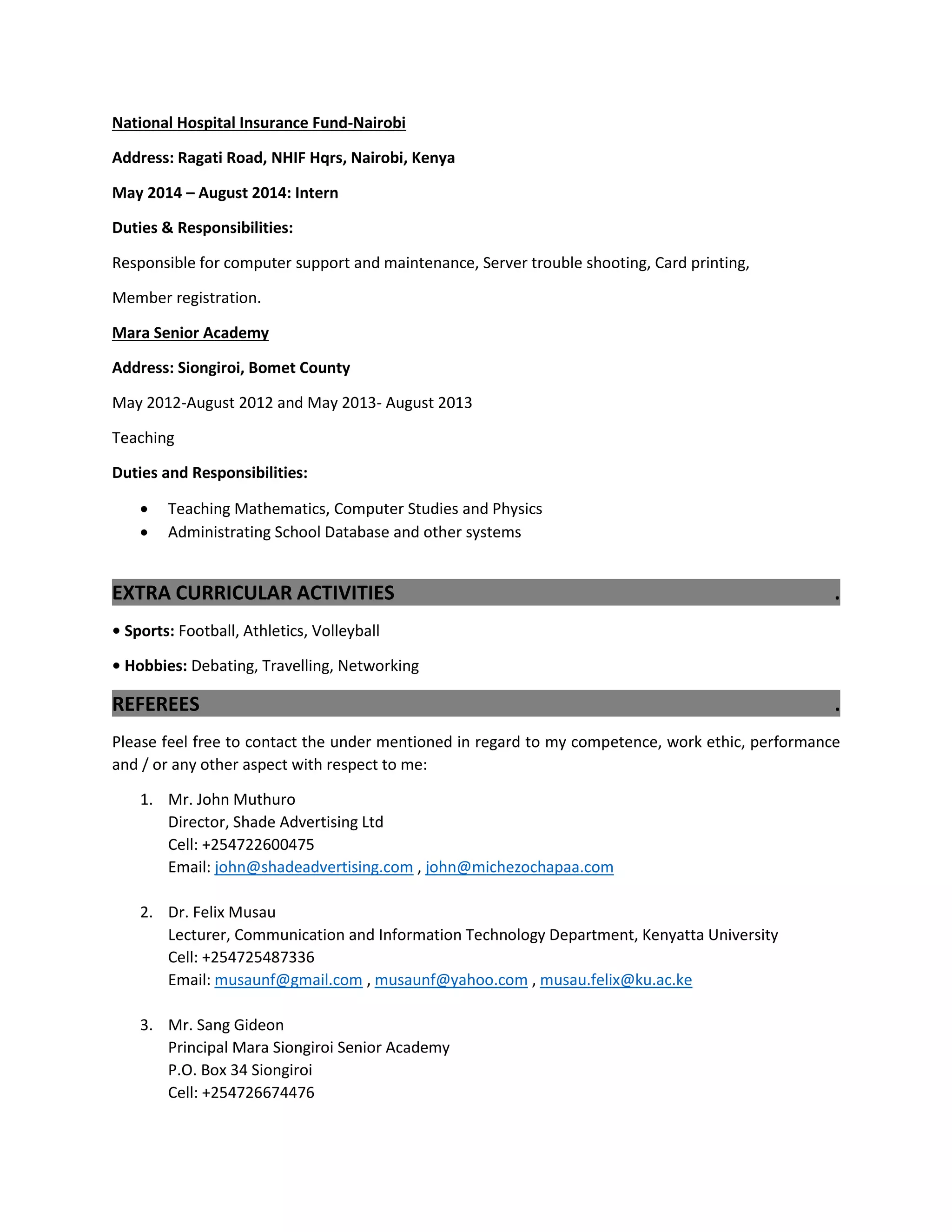 MUTAI PETER CV | PDF