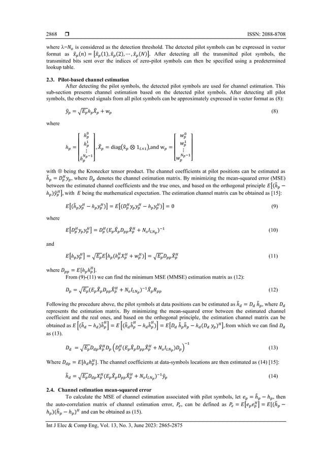 Indexed-channel estimation under frequency and time-selective fading channels in high-mobility ...