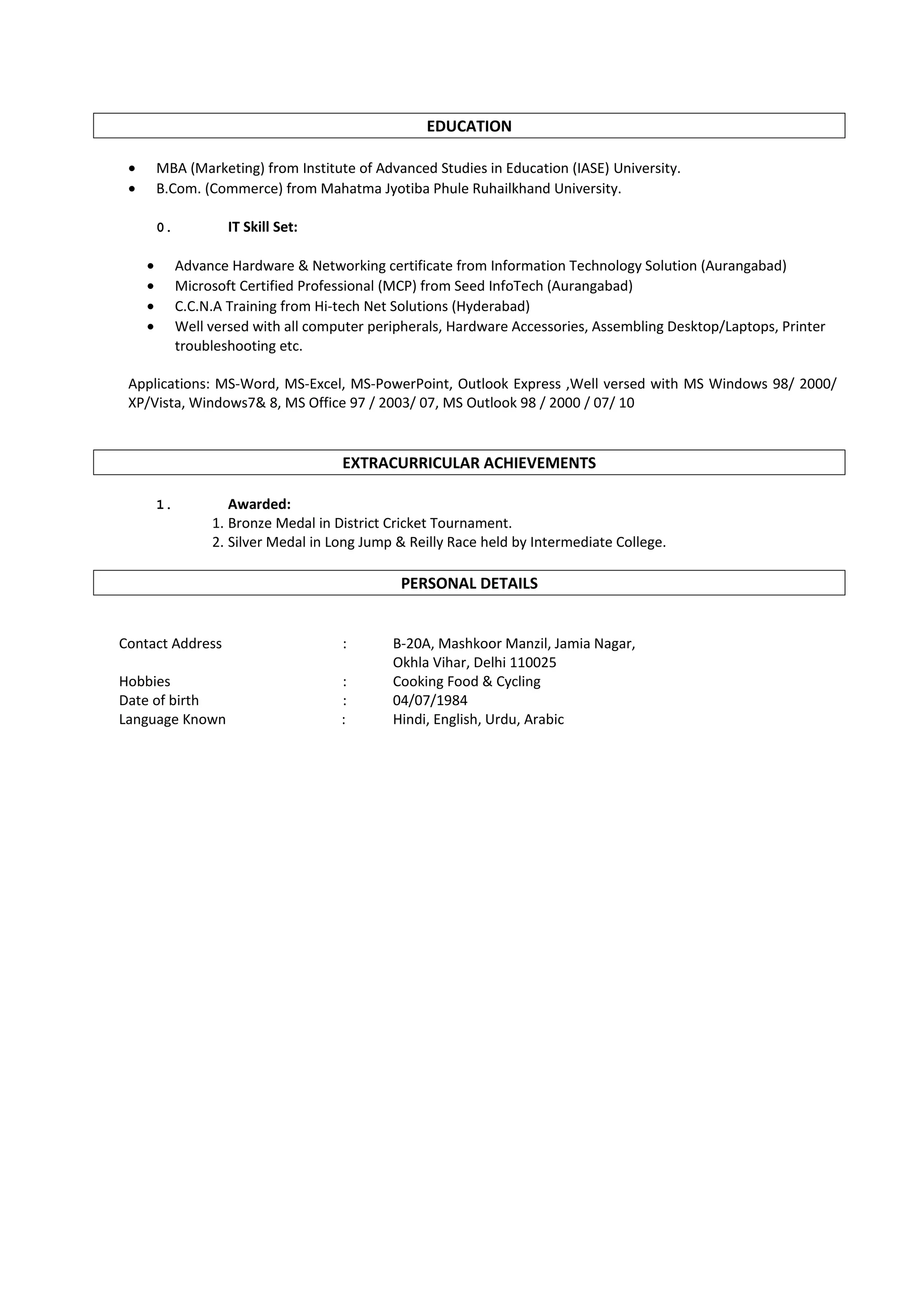 Resume_Mohammad_Kashif | DOC