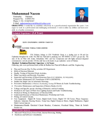 Electrical Supervisor CV | DOCX