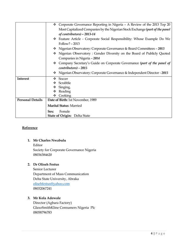 Onyekachukwu Serena Mordi - CV. BD | PDF