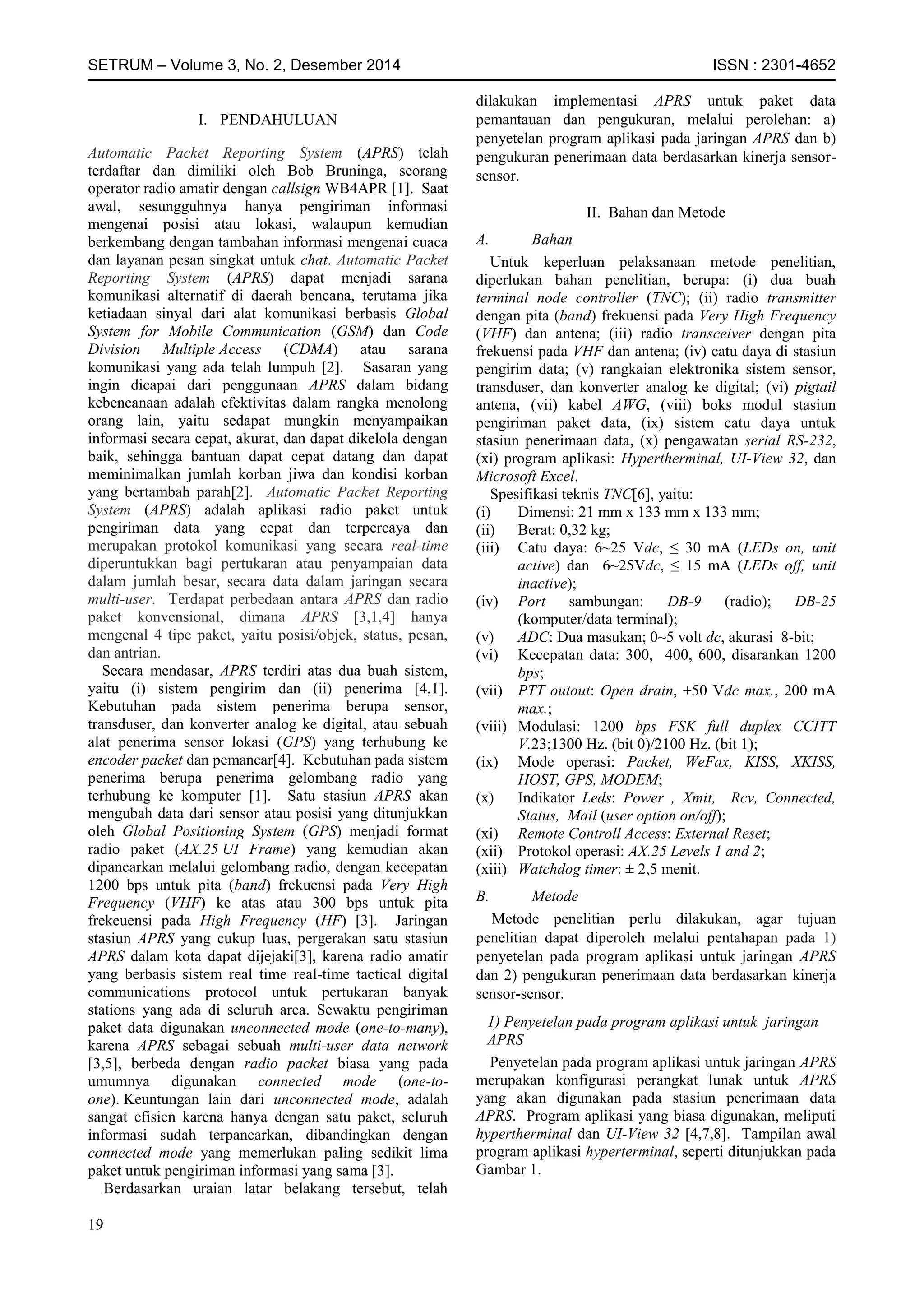 Implementasi Automatic Packet Reporting System (APRS) Untuk Paket Data ...