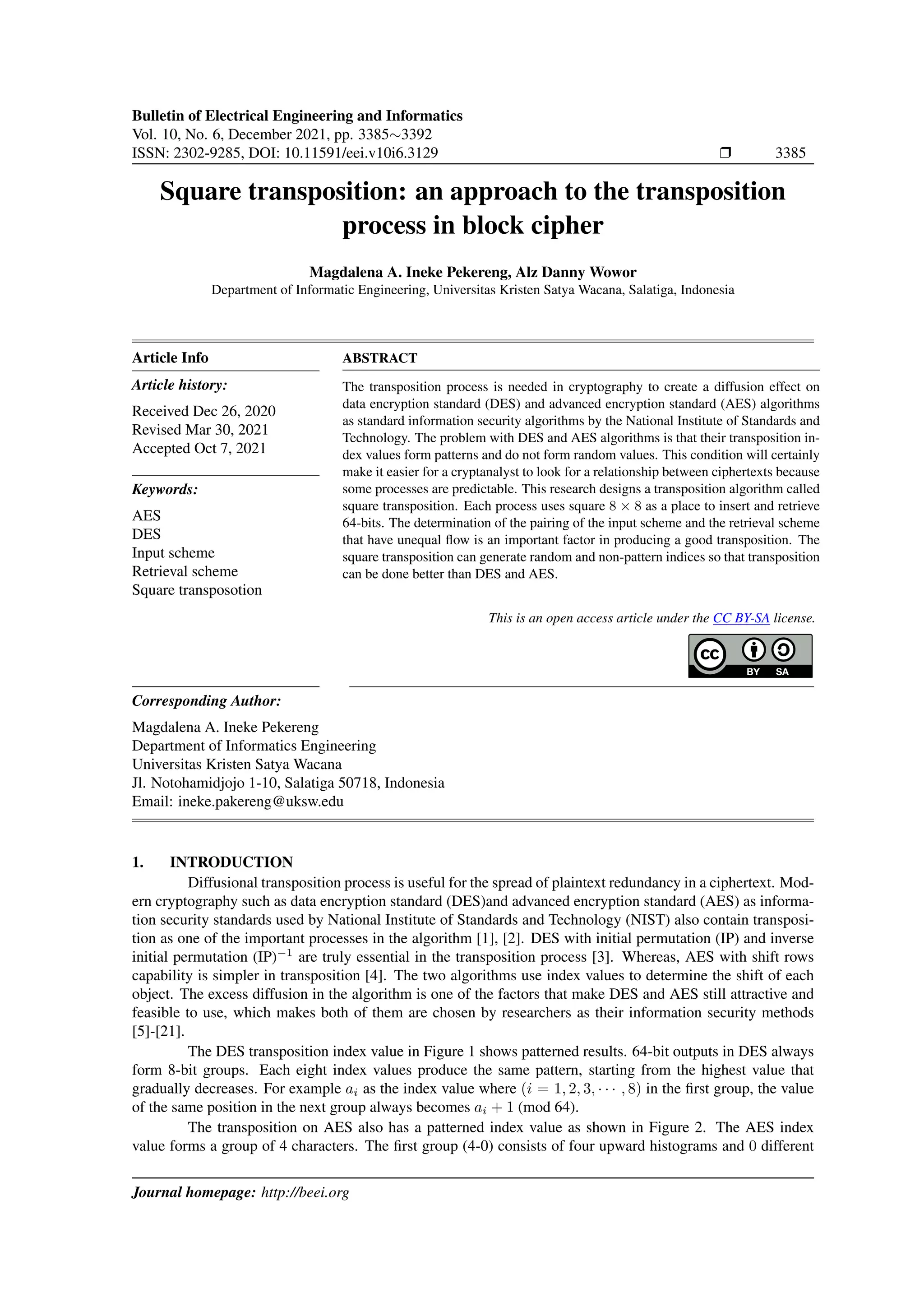 Square transposition: an approach to the transposition process in block ...