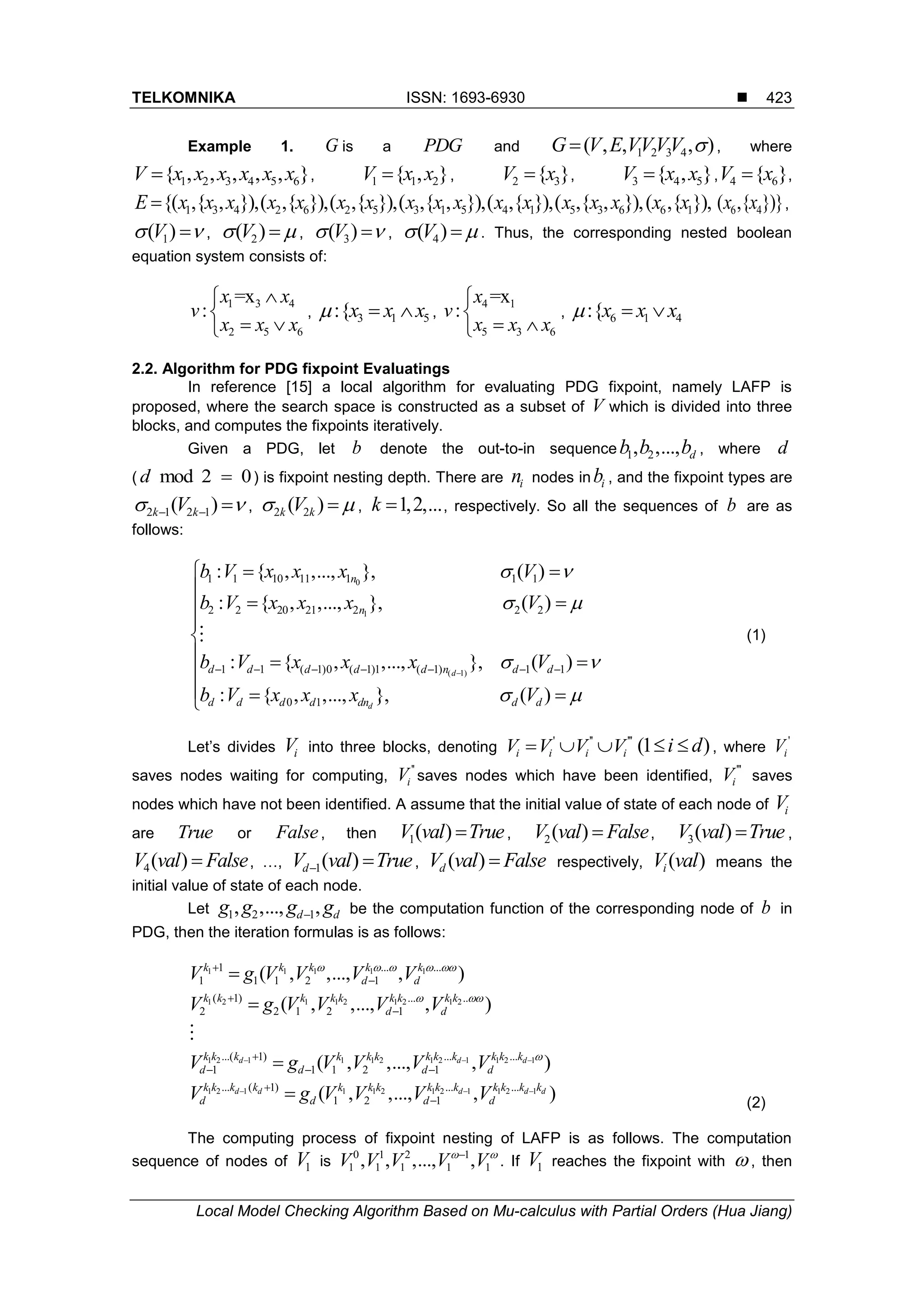 Local Model Checking Algorithm Based on Mu-calculus with Partial Orders | PDF