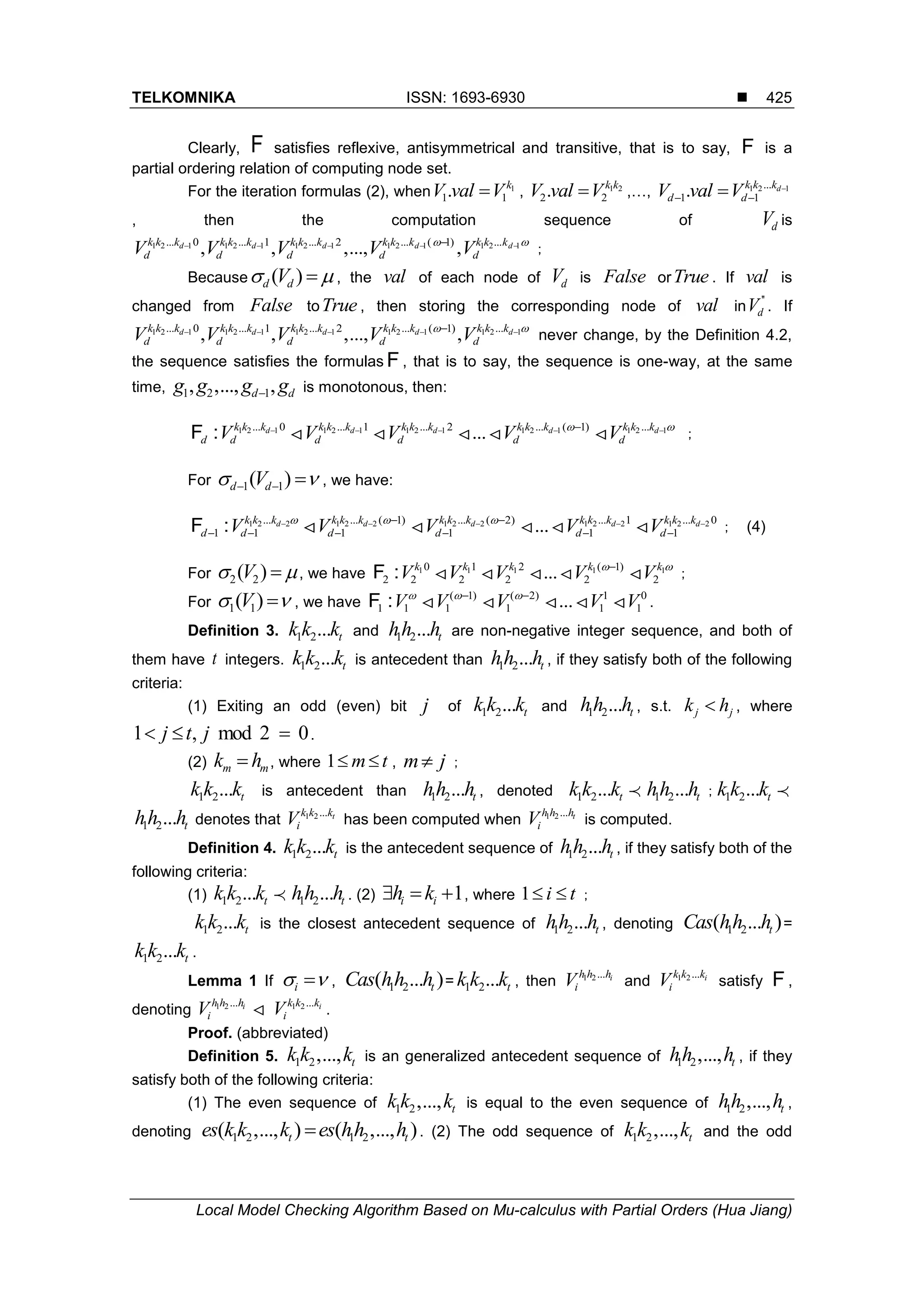 Local Model Checking Algorithm Based on Mu-calculus with Partial Orders | PDF
