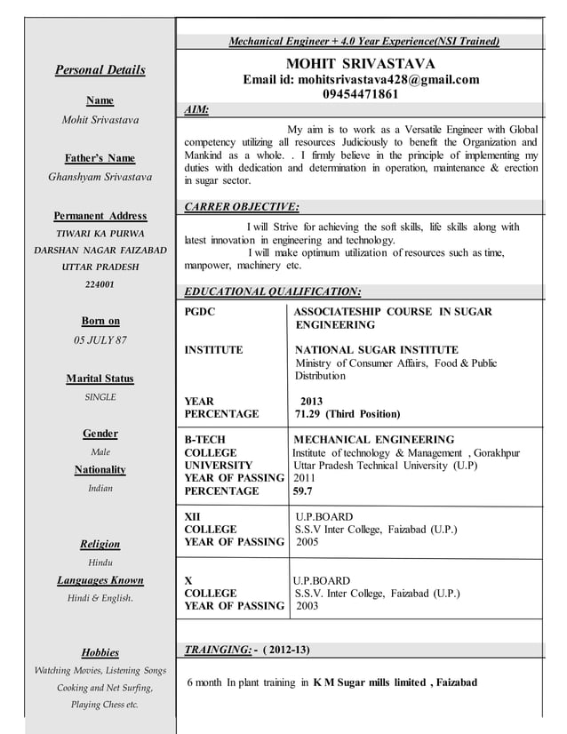 mohit cv | DOCX | Civil Engineering Industry | Industries