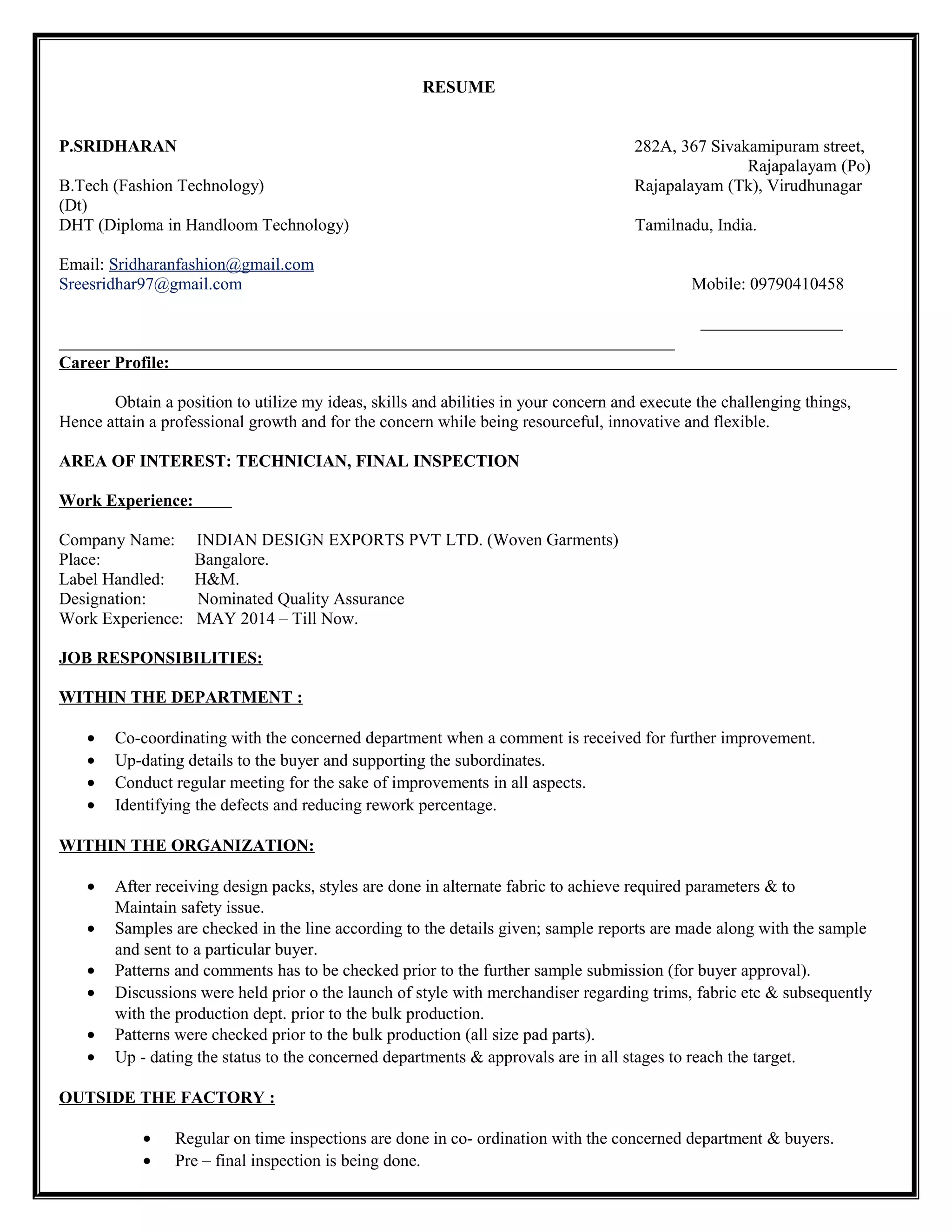 SRI RESUME | DOC