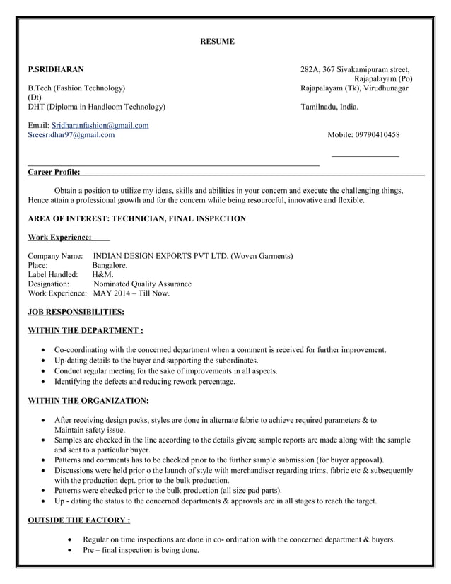 SRI RESUME | DOC