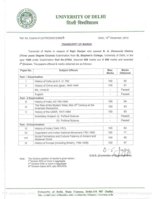 Transcript of Marks, B.A. (Hons)