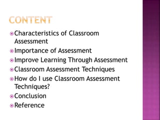 Classroom Assessment | PPTX