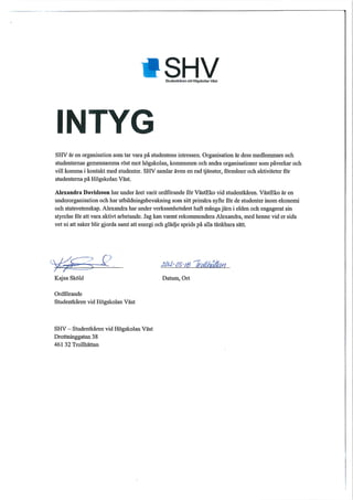 Rekommendation_samt_intyg_SHV | PDF