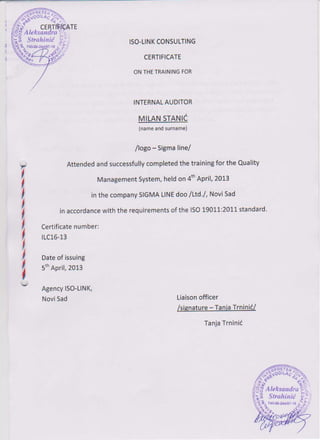 Diplom og sertifikater Milan Stanic | PDF