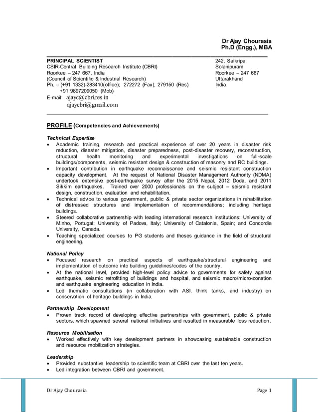 Brief CV of Ajay | DOCX