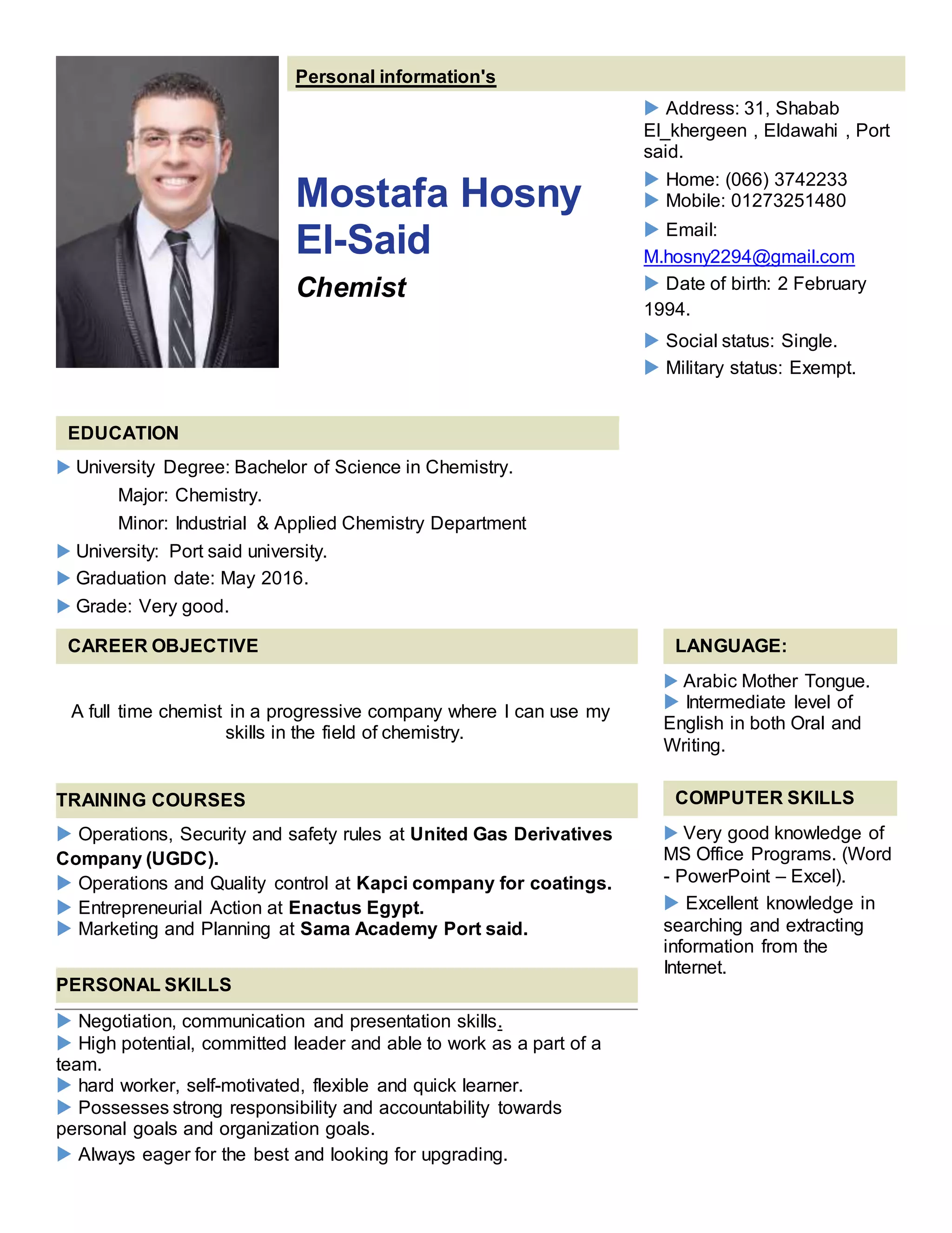 Mostafa Hosny Elsaid C.V | DOCX