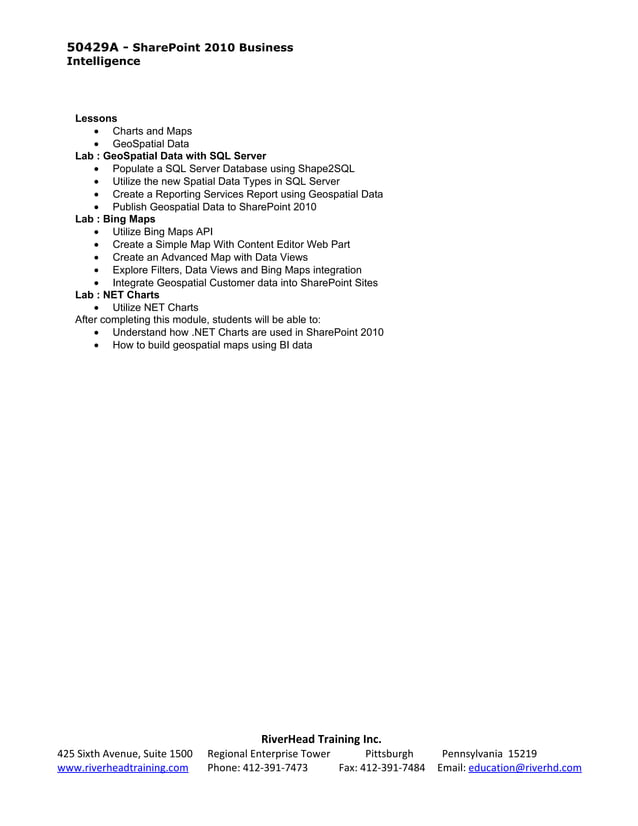 50429 a sharepoint 2010 business intelligence | DOC | Databases | Computer Software and Applications