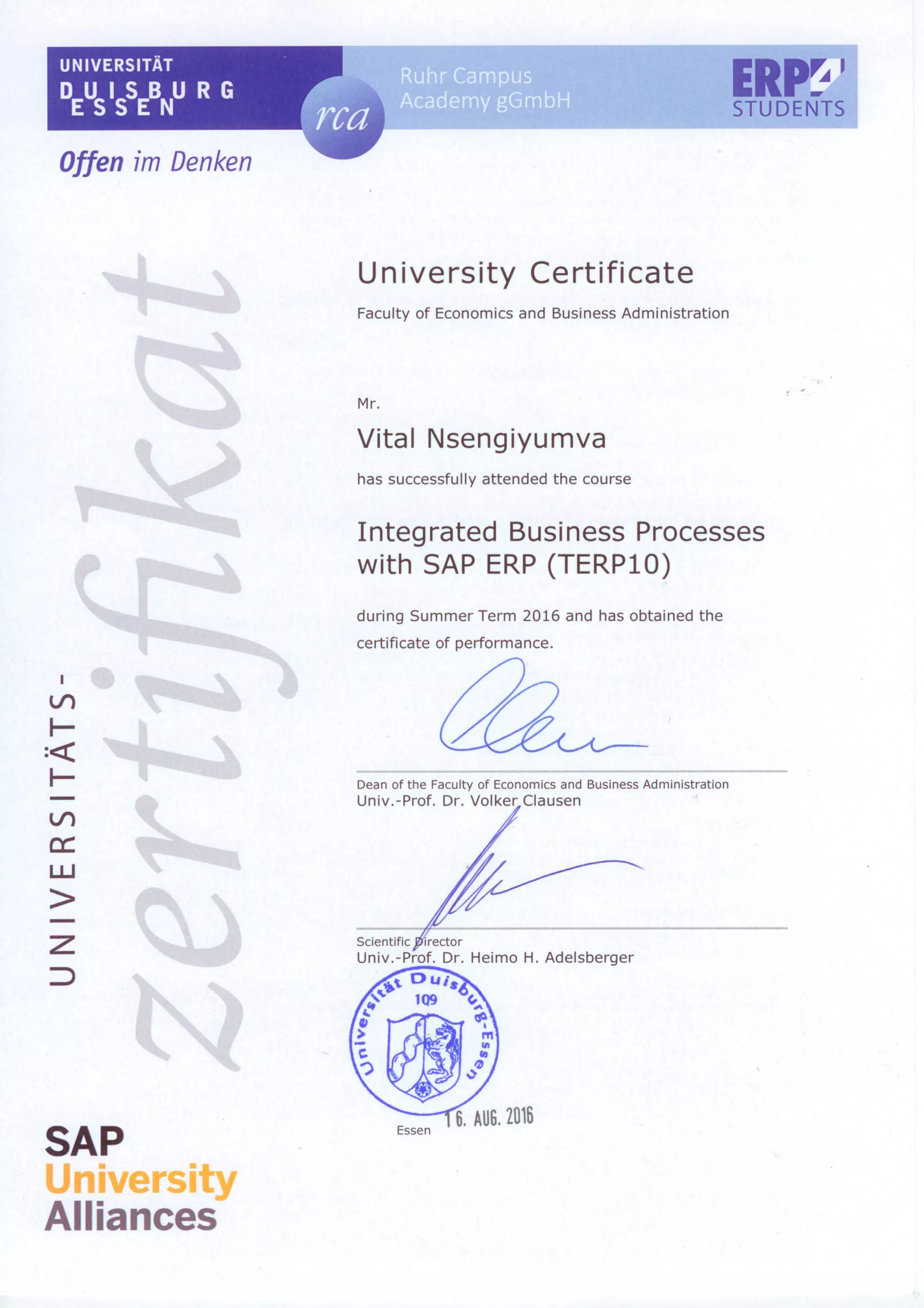 SAP ERP TERP 10 Certificate | PDF