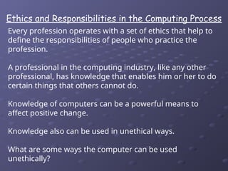 sample presentation about ethical use of computers | PPT