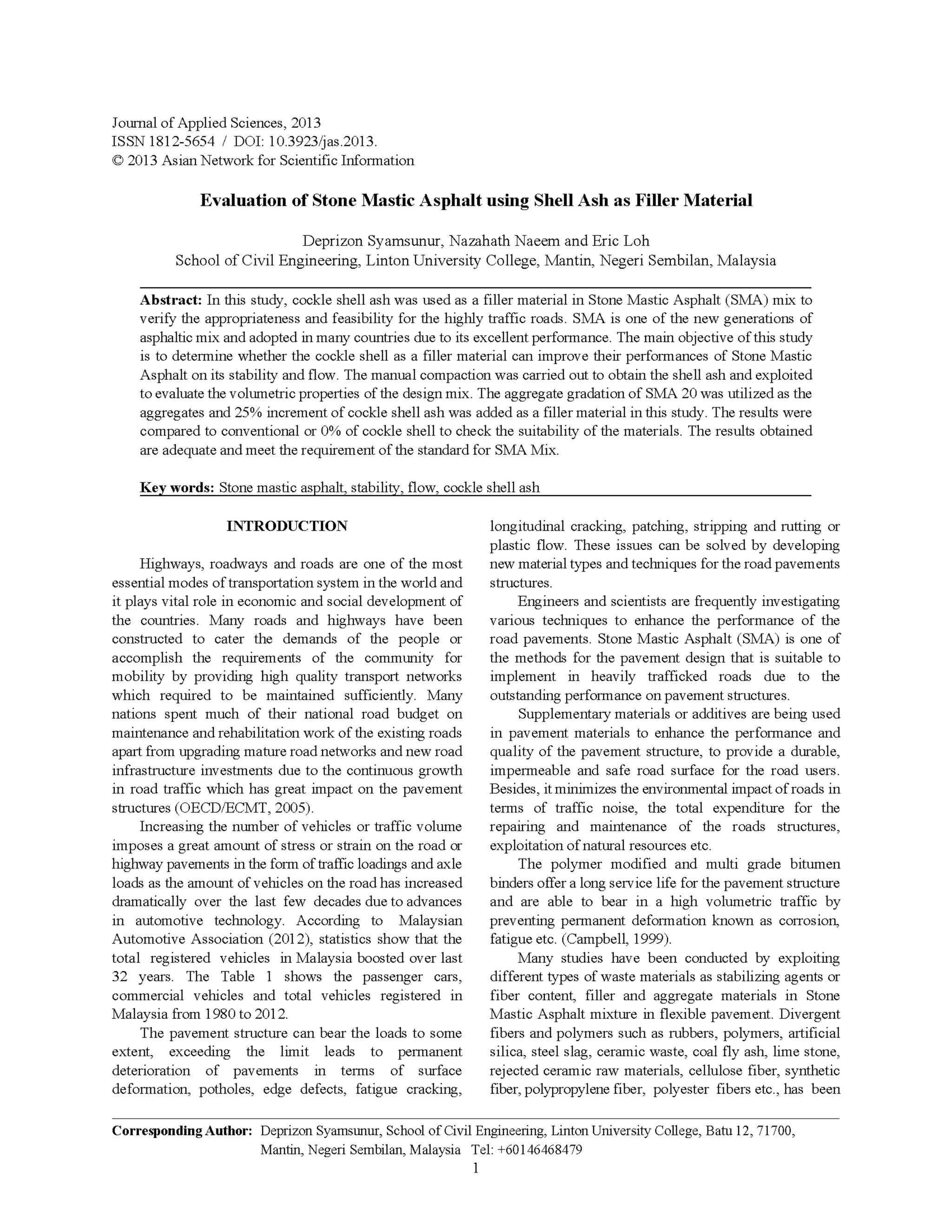 Evaluation of Stone Mastic Asphalt Using Shell Ash as Filler Material | PDF