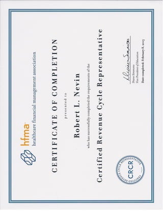 HFMA CRCR for Robert Nevin | PDF