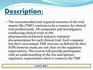 Trial Master File (TMF): FDA Expectations from Sponsors and Sites | PPTX