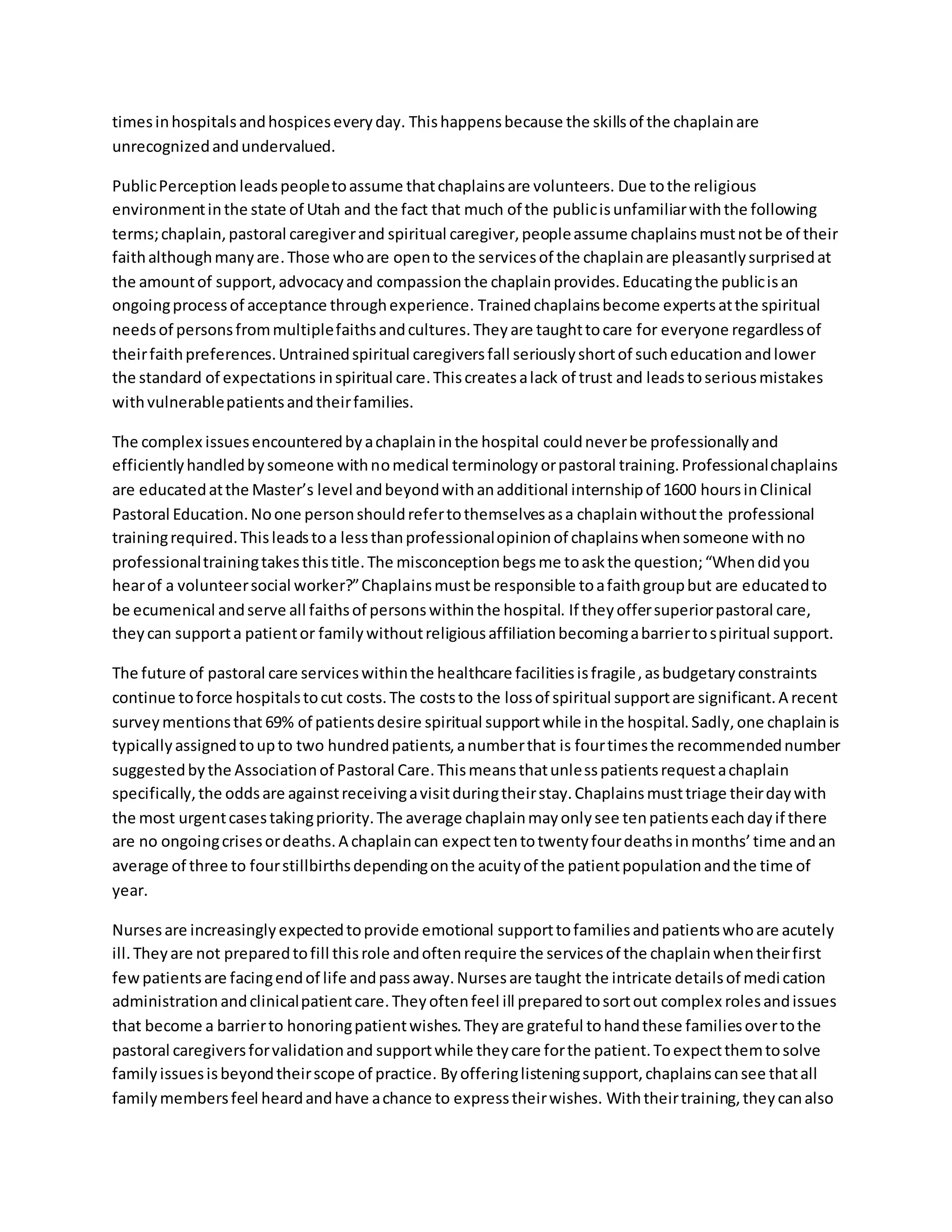 Essay-LeNae Pastoral Care Sept 2015 | DOCX