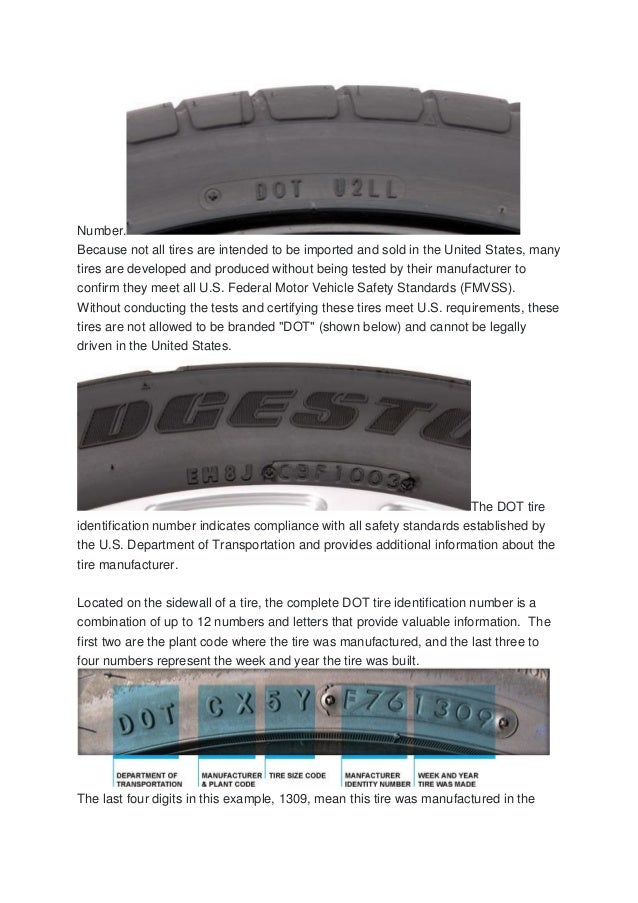 DOT Tire Identification Number TIN DOT Tire Identification Number TIN