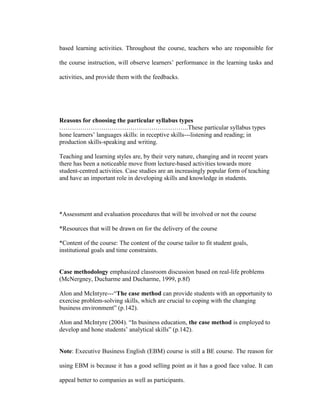 Course design-English for Specific Purposes | PDF