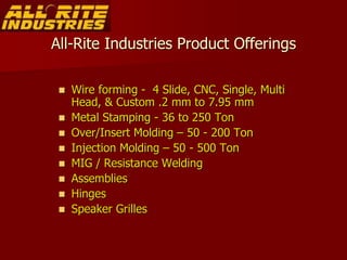 All-Rite Ind 2015 Corporate Presentation | PDF | Manufacturing Industry ...