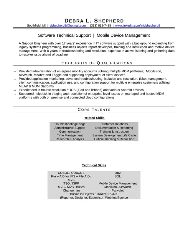 Debra Shepherd Resume 2016 | PDF