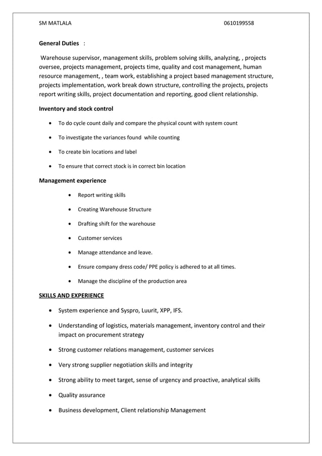 Samuel Matlala CV - Curriculum Vitae | DOC