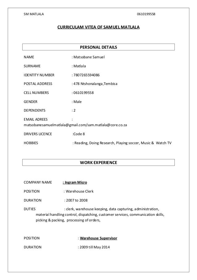 Samuel Matlala CV - Curriculum Vitae